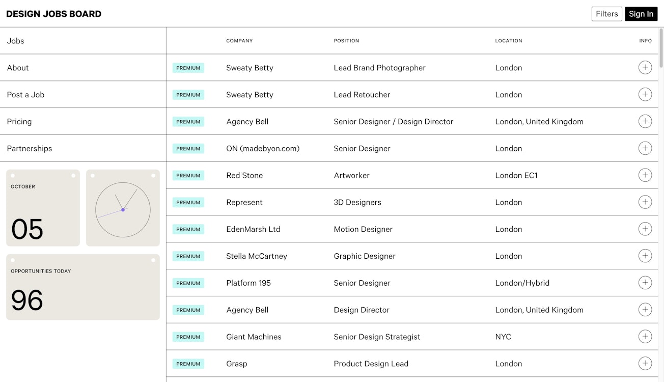 Design Job Board | Admire The Web